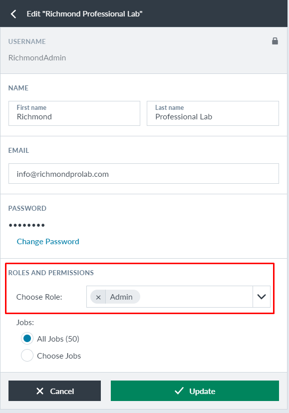 Add Richmond Pro Lab as an Admin to Blueprint