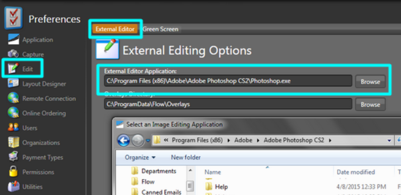 Connecting an External Editing Software like Photoshop with FLOW