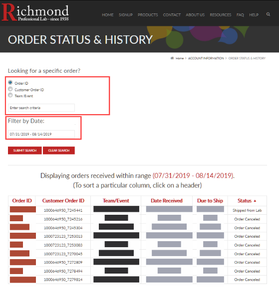 Checking the Status of an Order