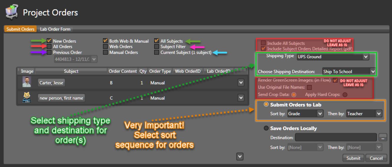 General Info - Understanding the Options on the Submit Orders Page ...